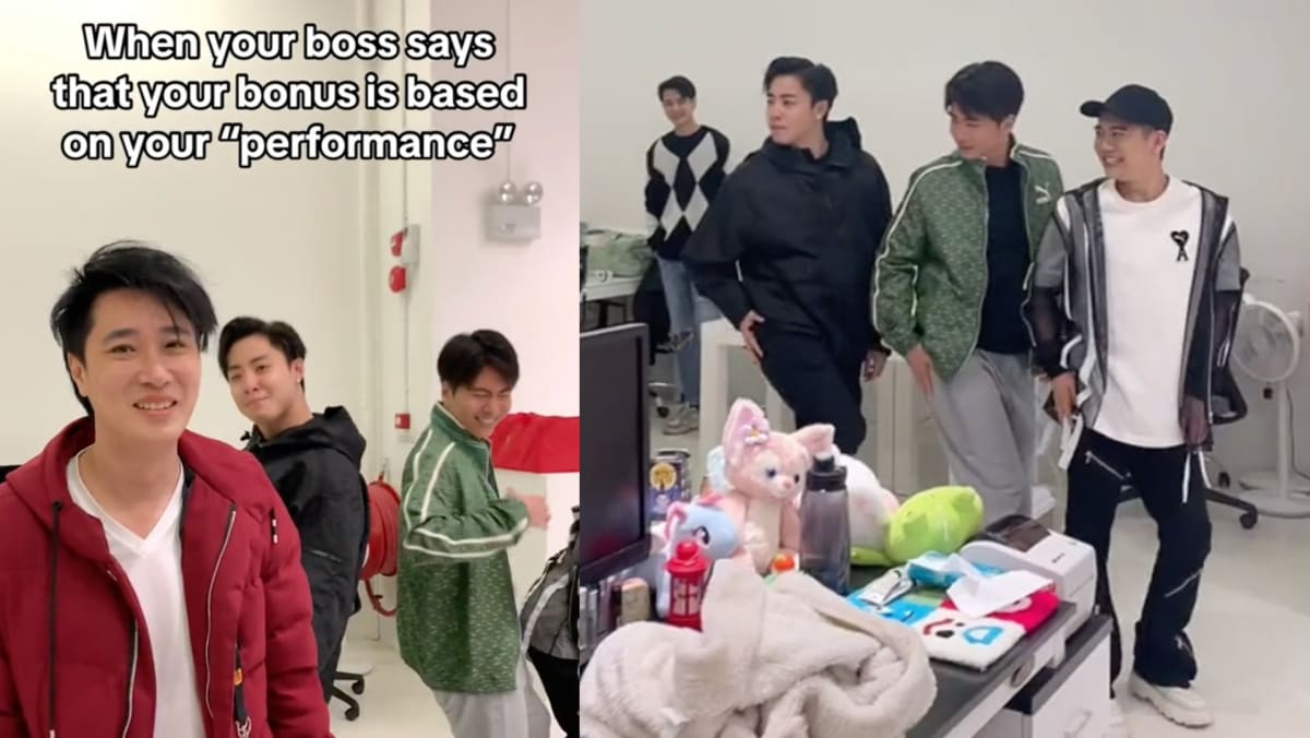 Xu Bin, Zong Zijie, and Damien Teo perform ‘sexy dance’ for Dasmond Koh ...