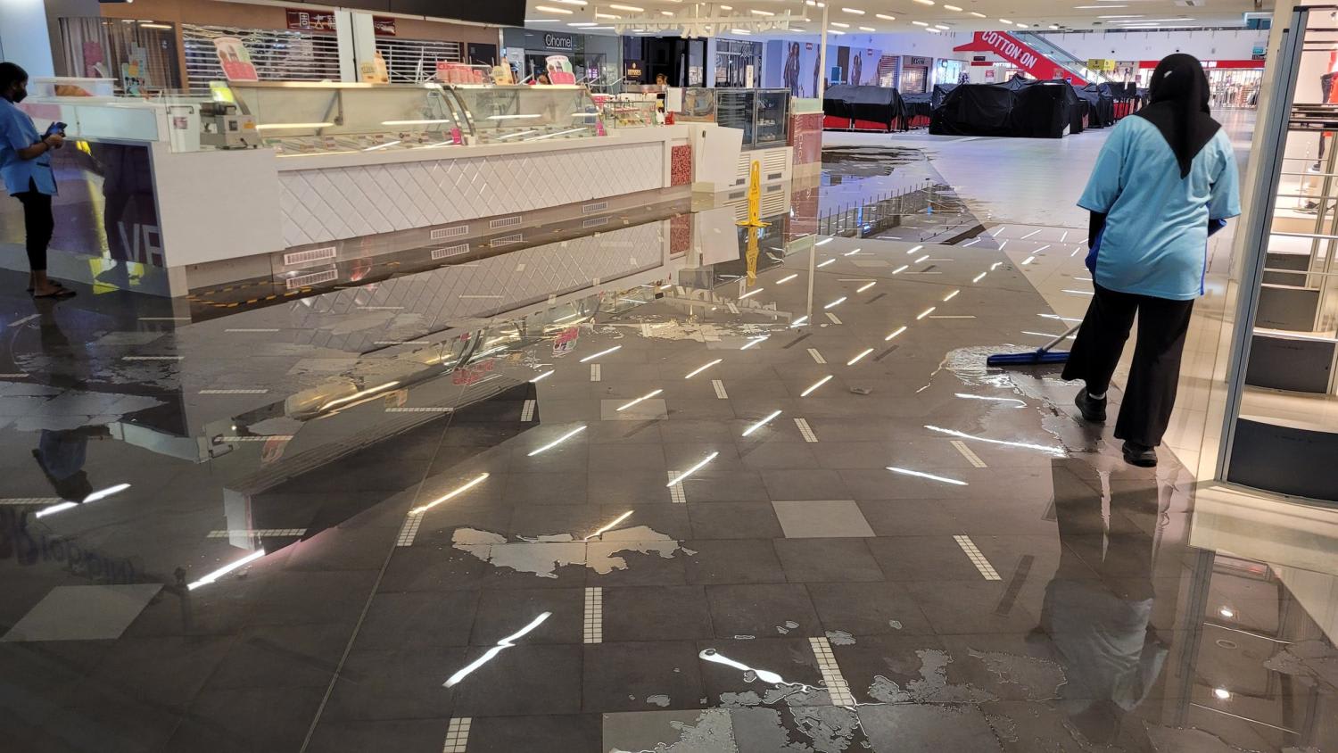 Water leakage at Nex shopping mall causes parts of ceiling to fall ...
