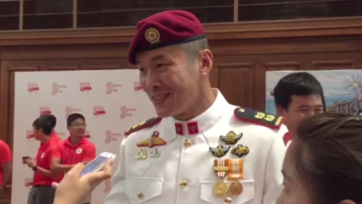 NDP Parade Commander practises by shouting in car - CNA