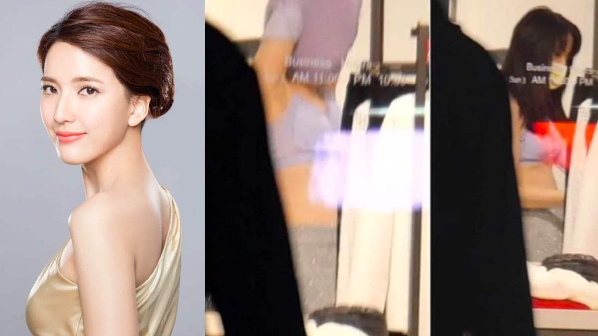 Taiwanese celeb Andrea Chen, 36, strips down to her bra to try on ...