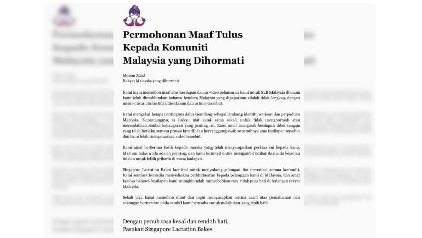 Syarikat makanan bayi dari SG mohon maaf kerana papar bendera Malaysia ...