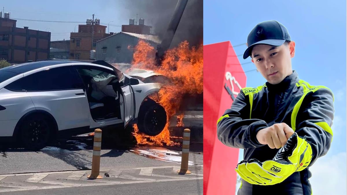 Taiwanese singer Jimmy Lin injured after crashing Tesla into signpost ...
