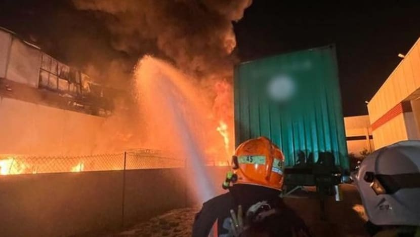 Fire engulfs Tuas factory storing chemicals, disrupting MRT services in ...