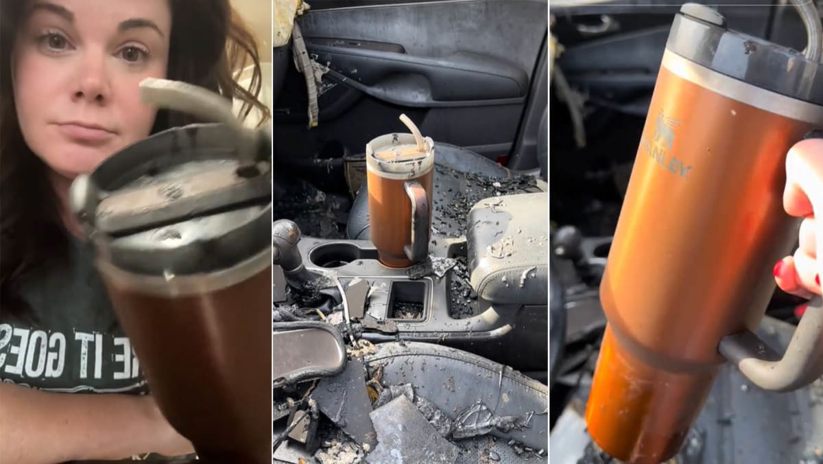 TikToker’s Stanley cup survives car fire in viral video; Stanley CEO ...