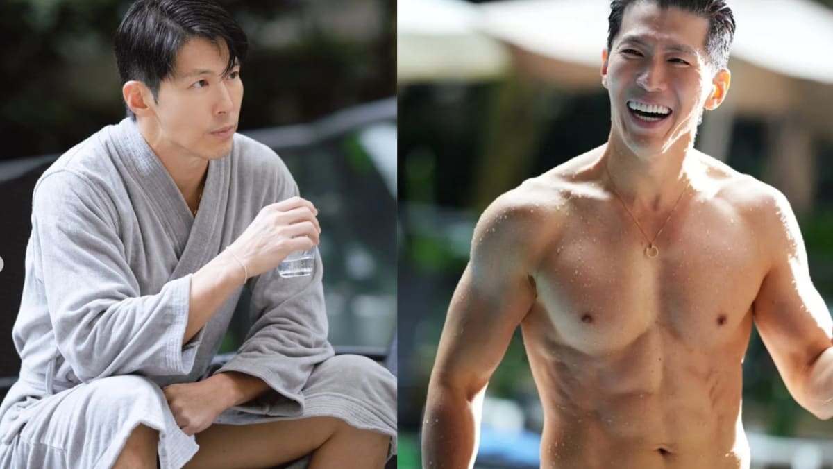 Taiwanese actor Eric Huang, 52, shows off impressive bod at the pool ...