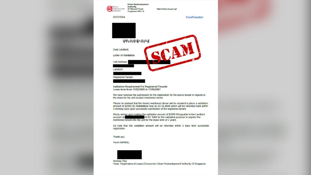 URA warns of scam involving letter to homeowners requesting tenant ...