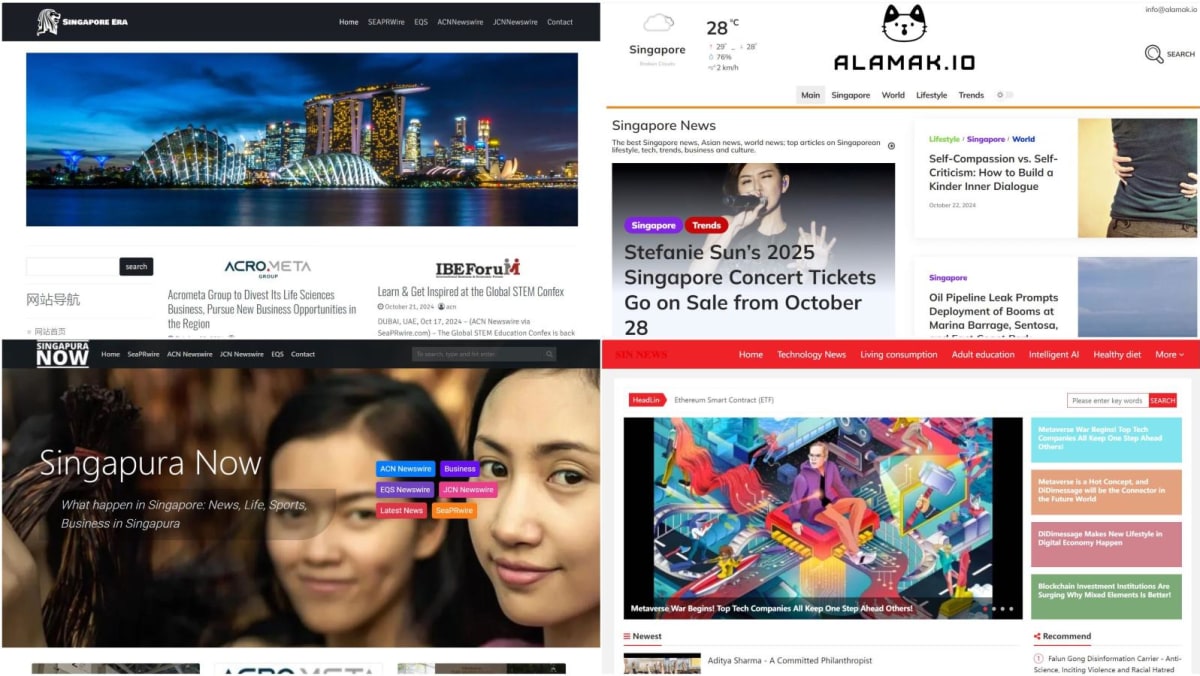 Singapore blocks 10 websites set up by foreign actors over potential ...