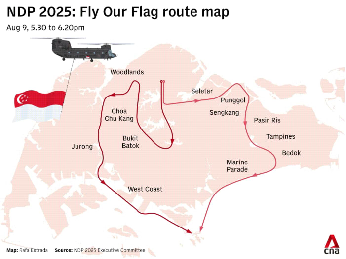 NDP 2025: Terbang lalu bendera di kawasan perumahan; pertunjukan udara ...