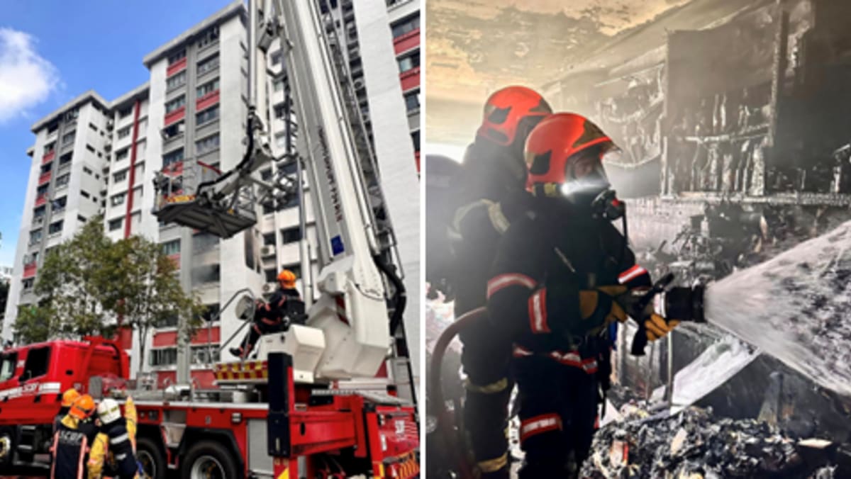 60 residents evacuated after Ang Mo Kio HDB flat catches fire; no ...