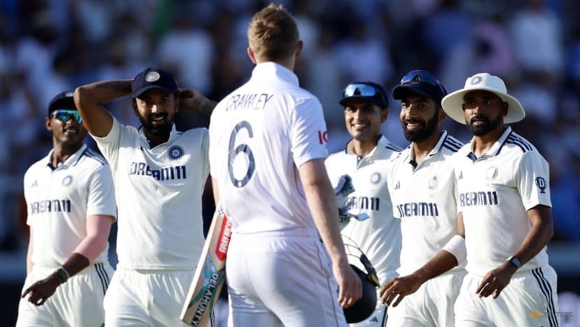 India equal England's first-innings score of 387 with test in balance - CNA
