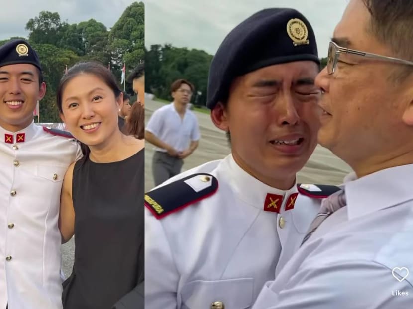 Lina Ng's eldest son cries tears of joy at OCS passing out parade; becomes their family’s first ...