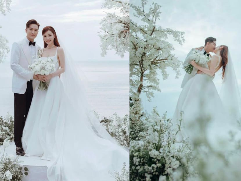 The moment Kenneth Ma exchanged vows with Roxanne Tong at their Ko ...