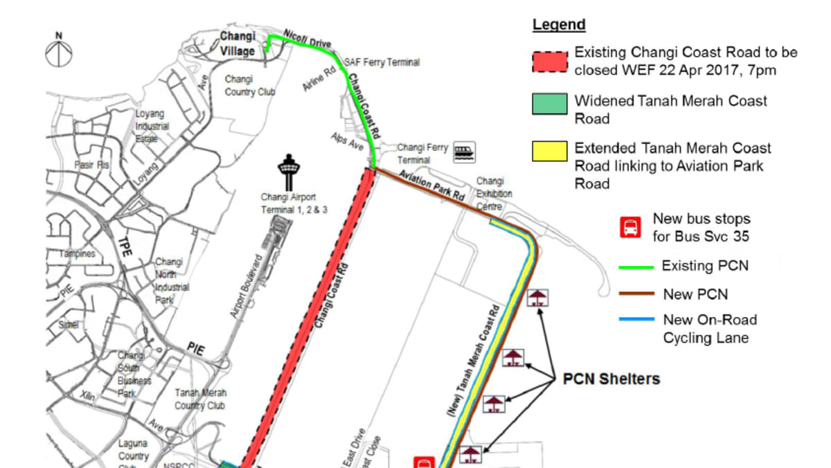 New extended Tanah Merah Coast Road opening Apr 22 will have on-road ...