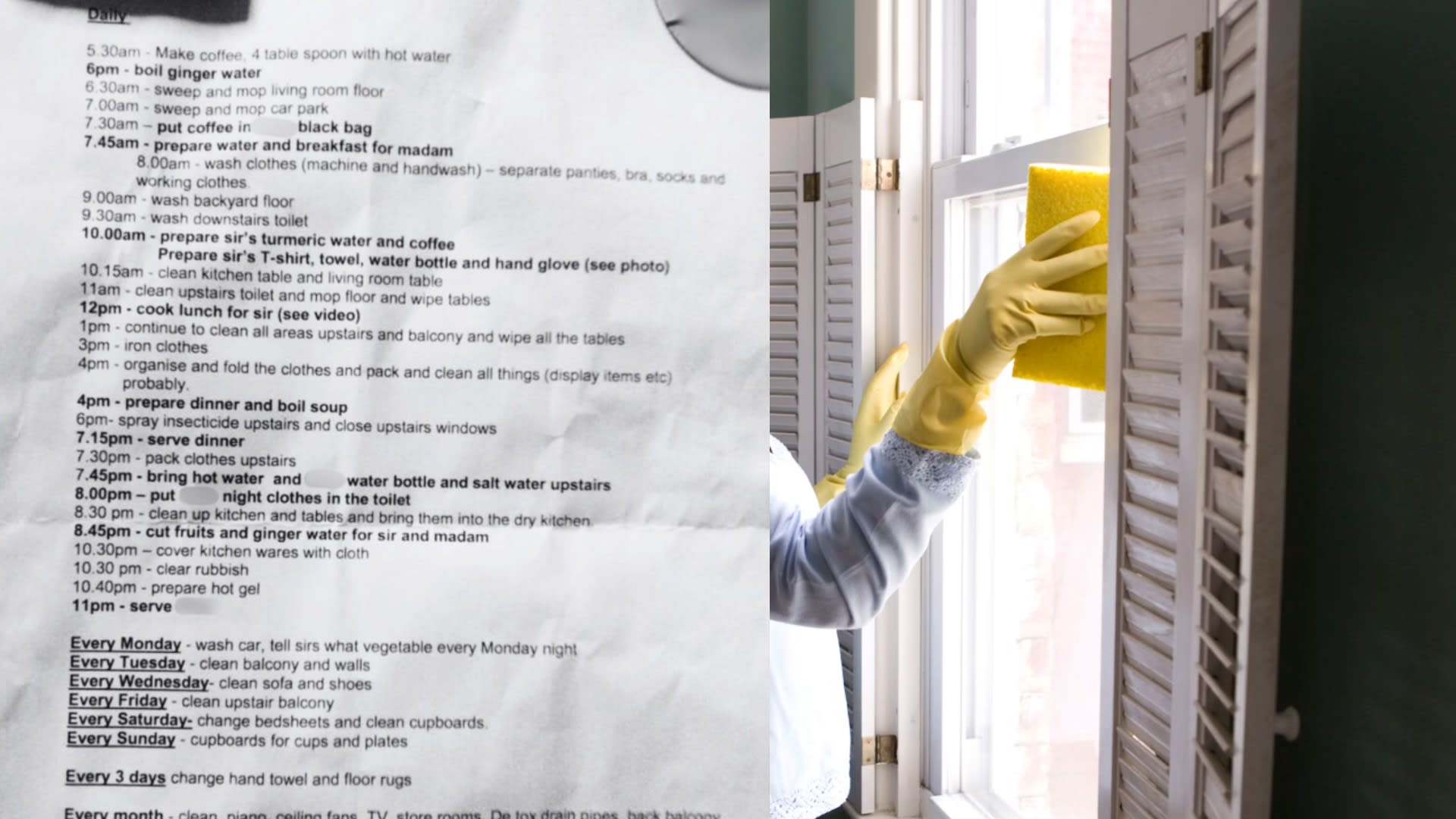 Domestic Helper In SG Shares Her Demanding Schedule; Has To Work Non ...