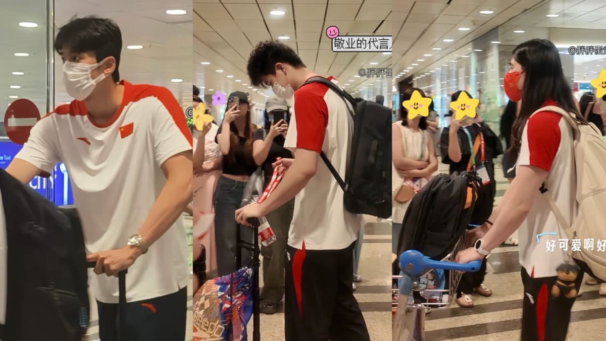 China's National Swimming Team Greeted By Fans At Changi Airport As ...