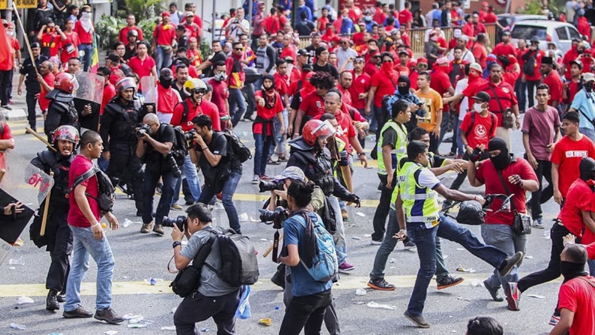 A little force had to be used to disperse rowdy red shirt rally goers ...