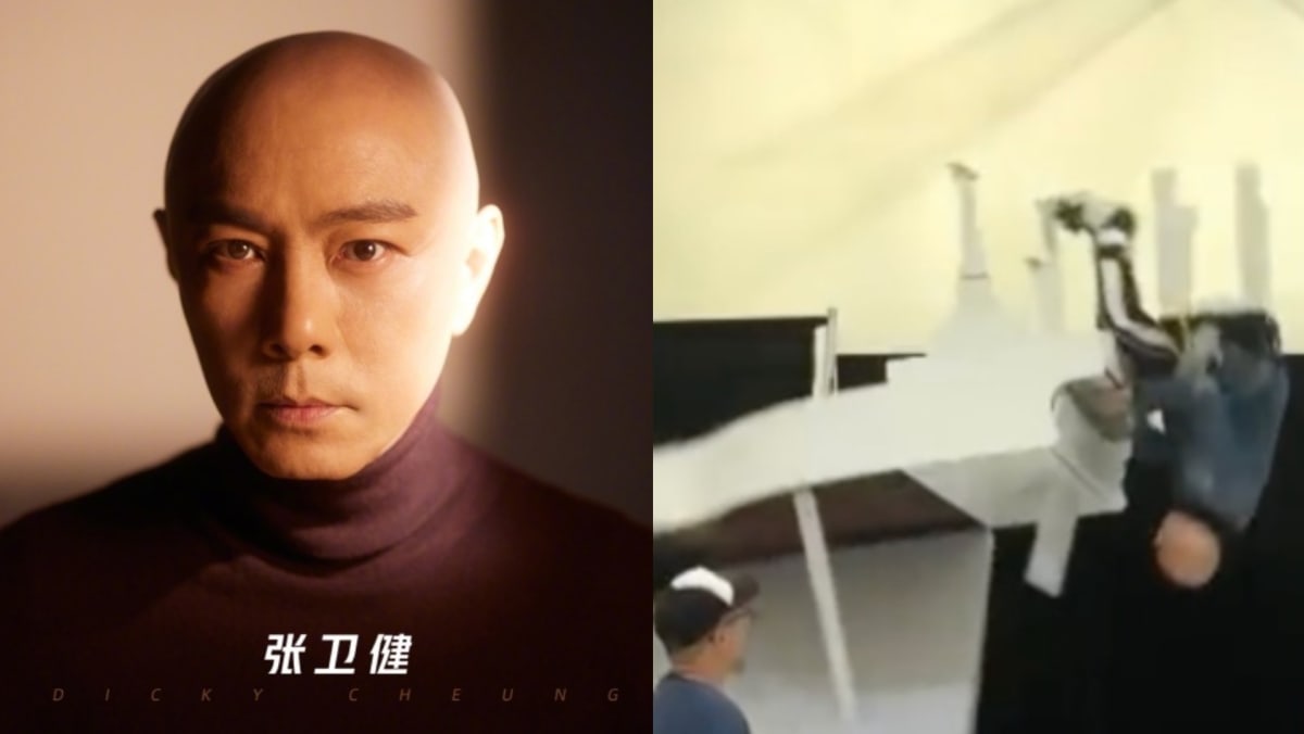 HK singer Dicky Cheung falls with rotating piano from mid-air during ...
