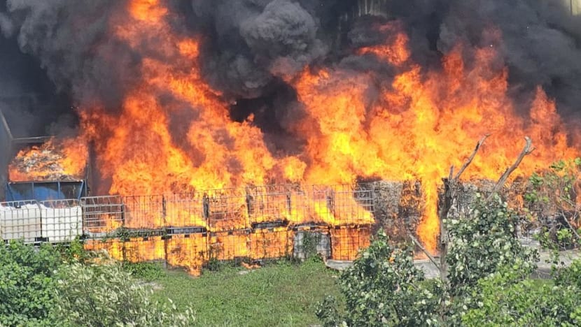 Firefighters battle hours-long Kranji warehouse blaze; one person taken ...