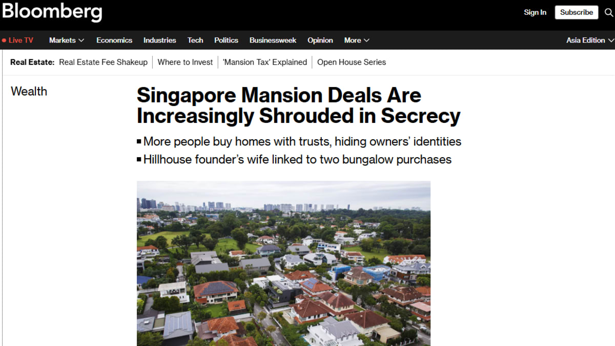 Bloomberg gets POFMA order over Good Class Bungalow article - CNA