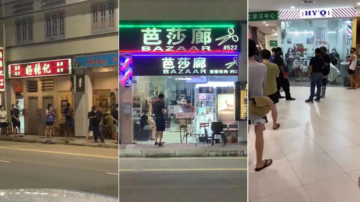 Long Queues For Haircuts Before Newly-Tightened Circuit Breaker Rules ...