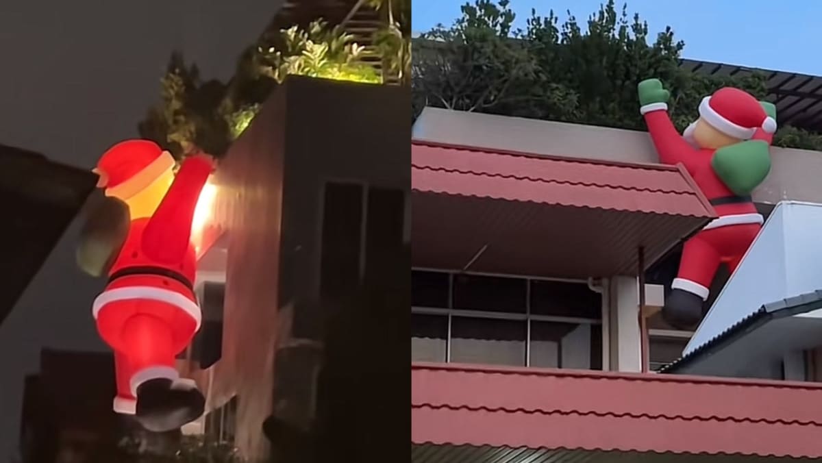 Giant Inflatable Santa Claus Spotted Hanging From Home In S’pore - 8days