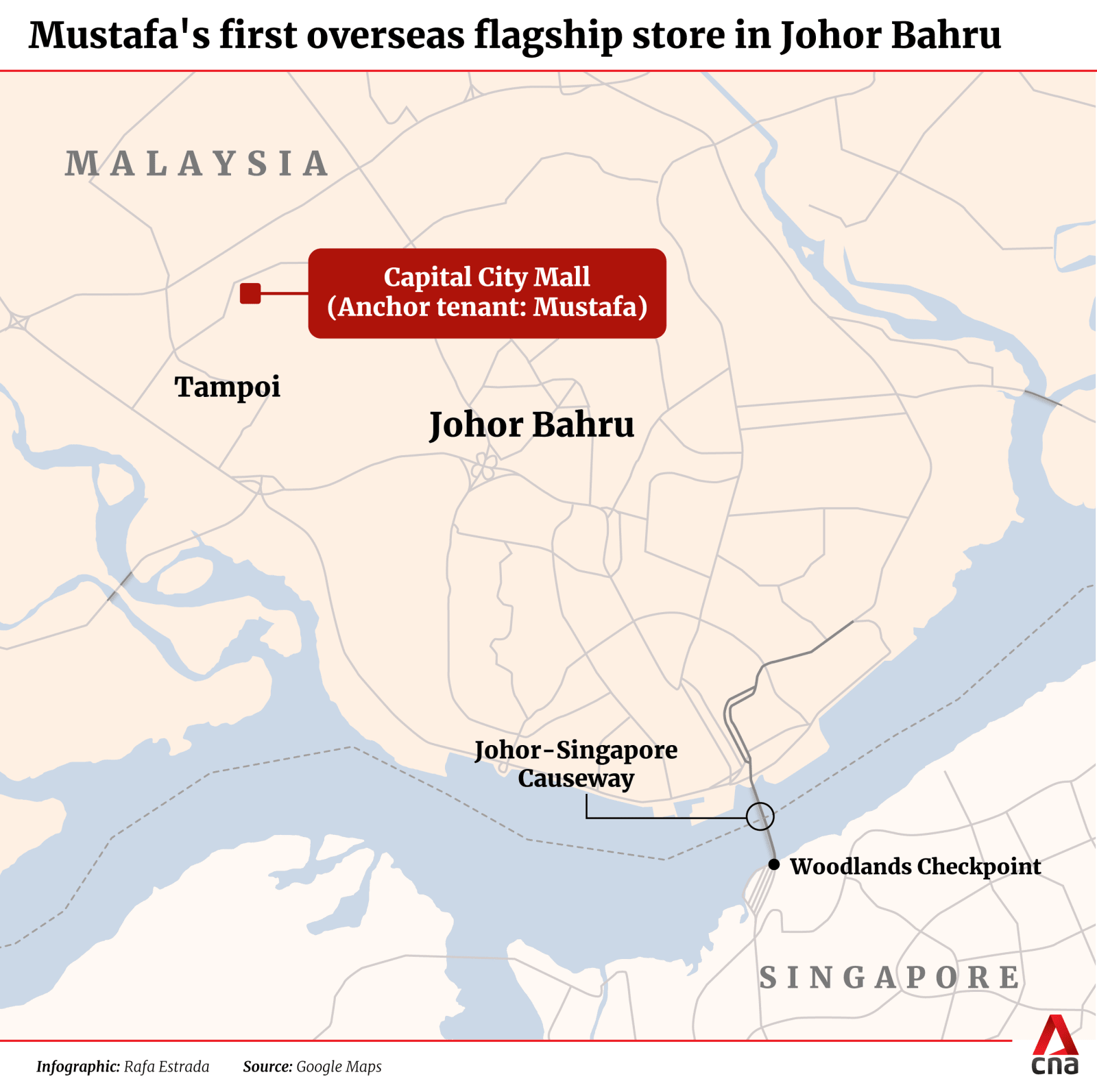 Johor Bahru To Philippines Map Singapore And Johor Baharu