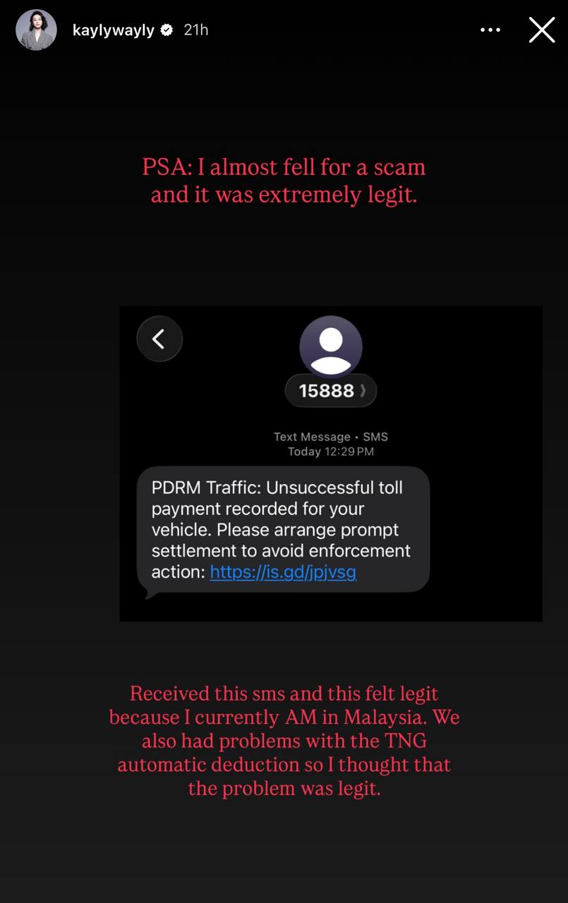 “I Almost Clicked Approved”: Kayly Loh Almost Lost $3K To Toll Payment ...