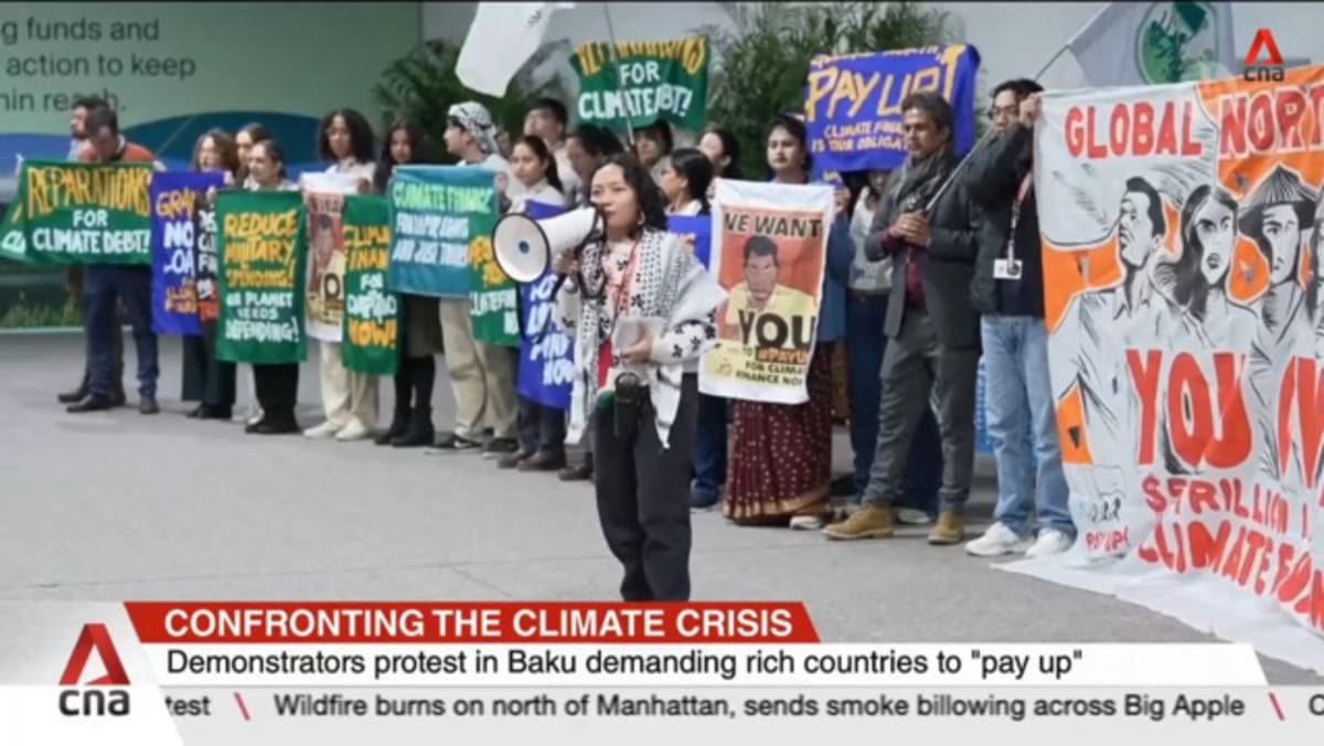 COP29: Demonstrators protest in Baku demanding rich countries to "pay ...