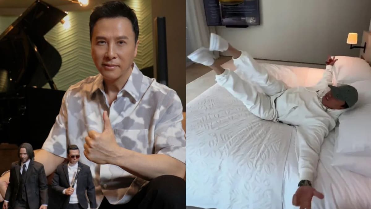 Donnie Yen, 60, shows off impressive flip on to hotel bed when he was ...