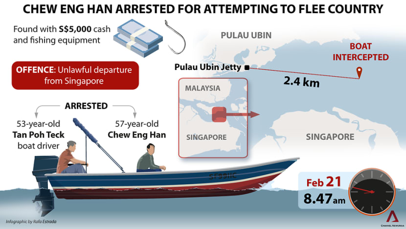 2 men jailed for helping Chew Eng Han flee Singapore by boat - CNA