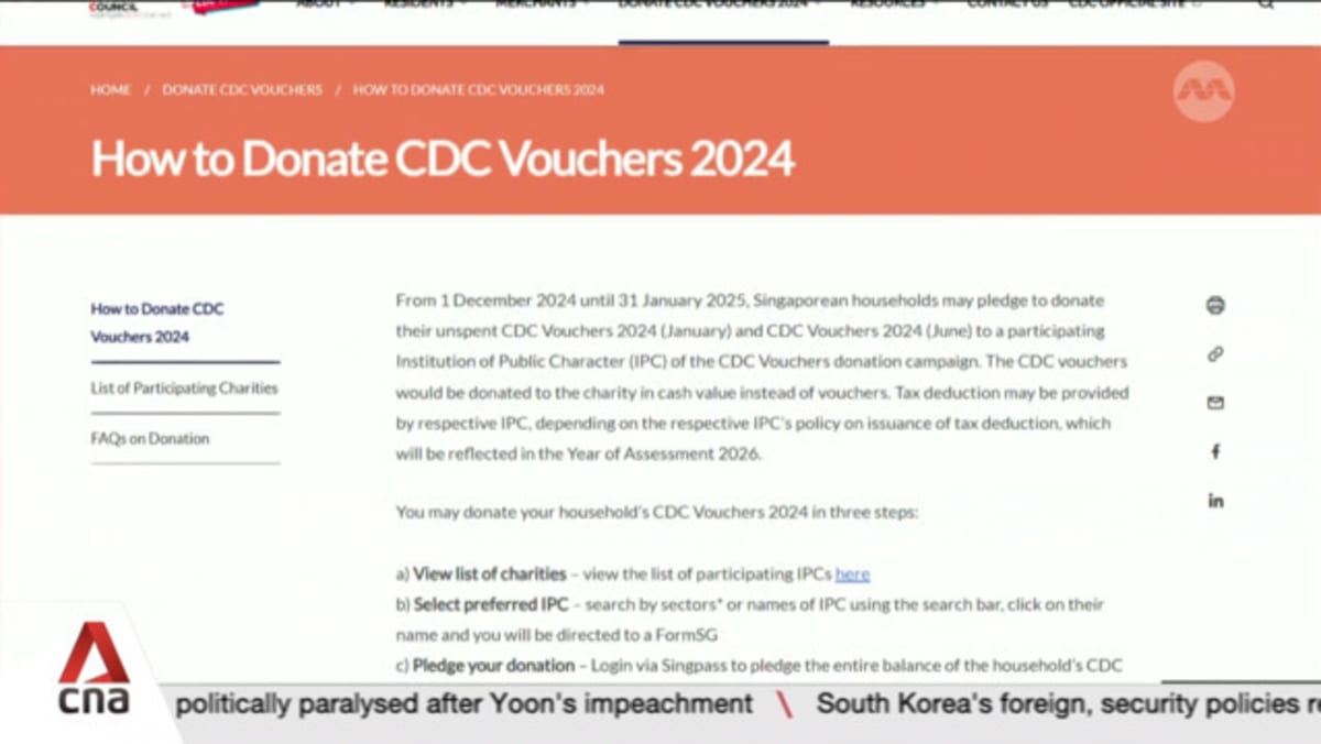 Donations of unused CDC vouchers fall, but charities still grateful - CNA