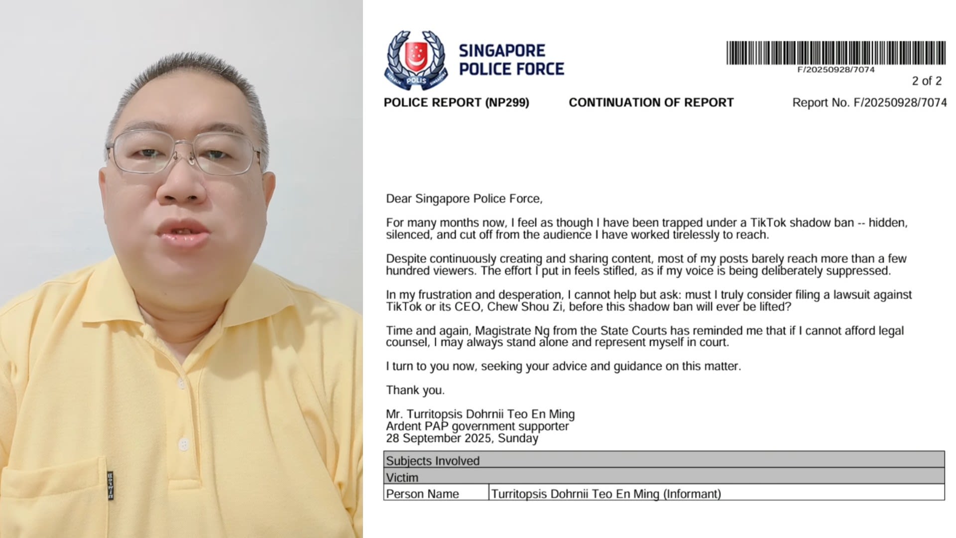 Turritopsis Dohrnii Teo En Ming Files Police Report Over TikTok ‘Shadow-Ban’ | Page 5 ...