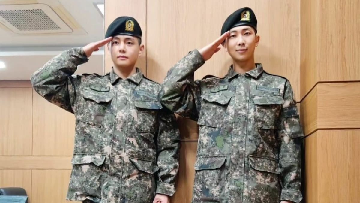 BTS members RM and V graduate from basic military training in South Korea as ‘elite trainees ...