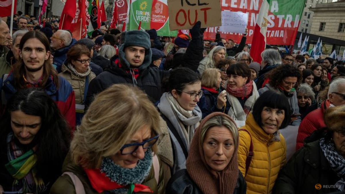 Hundreds protest in Milan over US ICE role in Games security - CNA