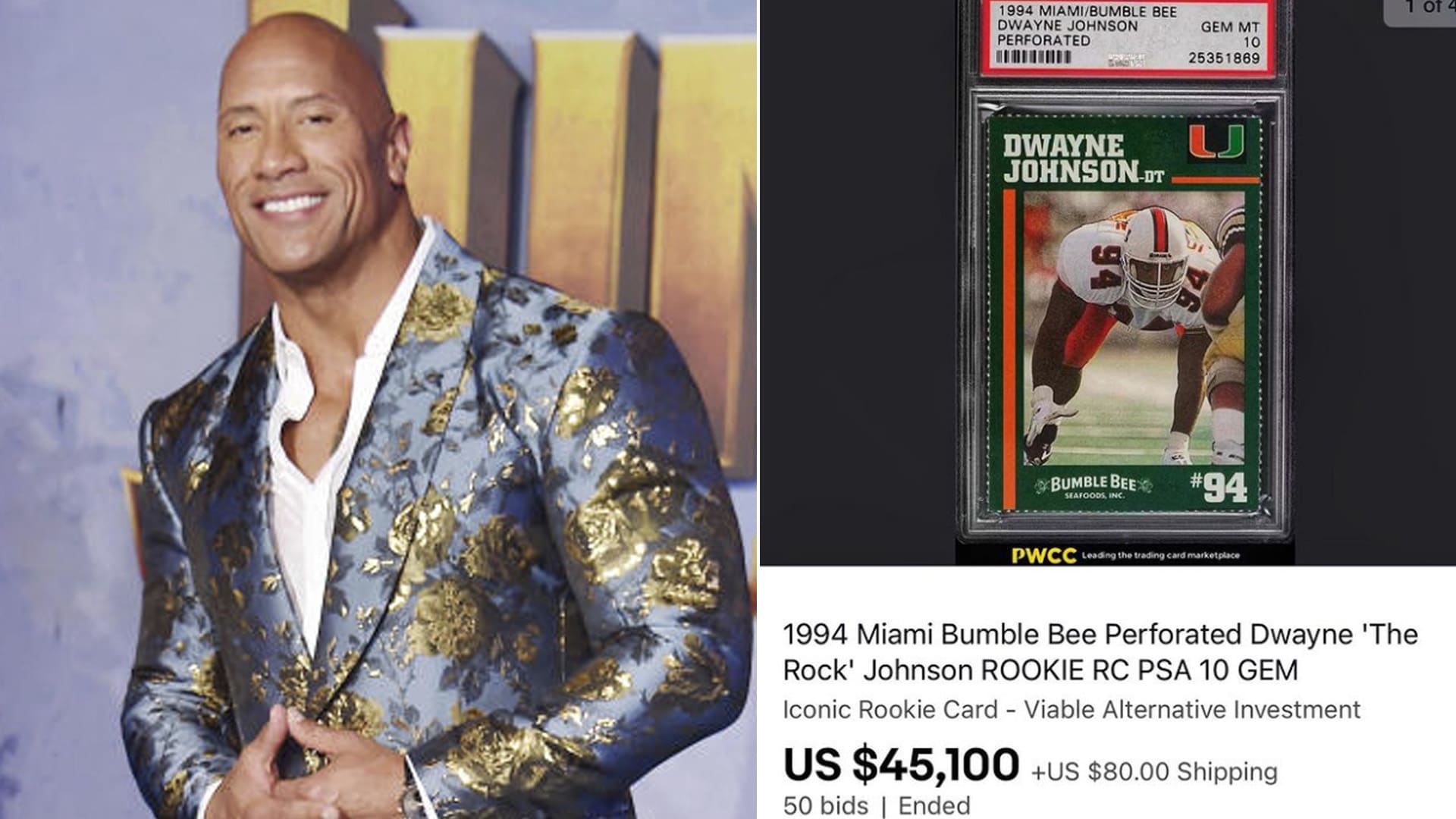 Dwayne Johnson “Humbled” After His College Football Trading Card Sells ...