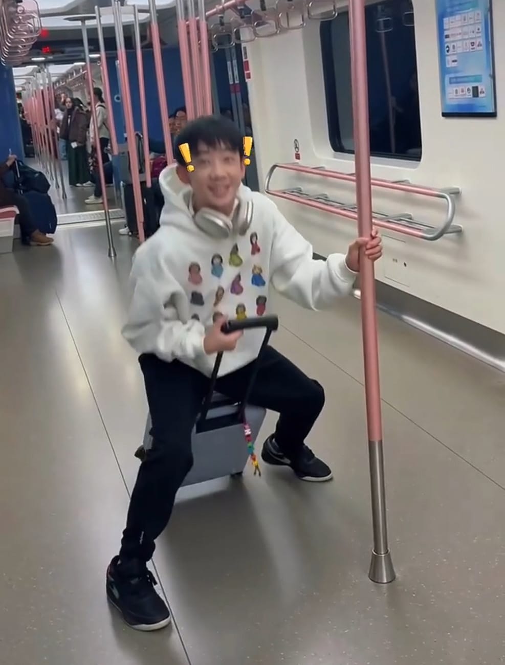 Jordan Chan’s Son, 12, Scoots Around On Suitcase On London Train; Mum ...