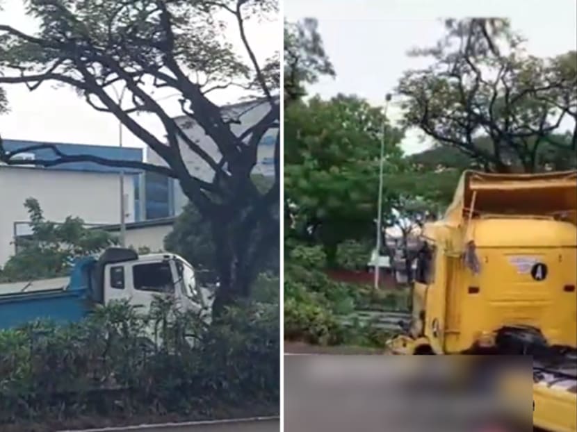 Trailer truck driver taken conscious to hospital after accident ...