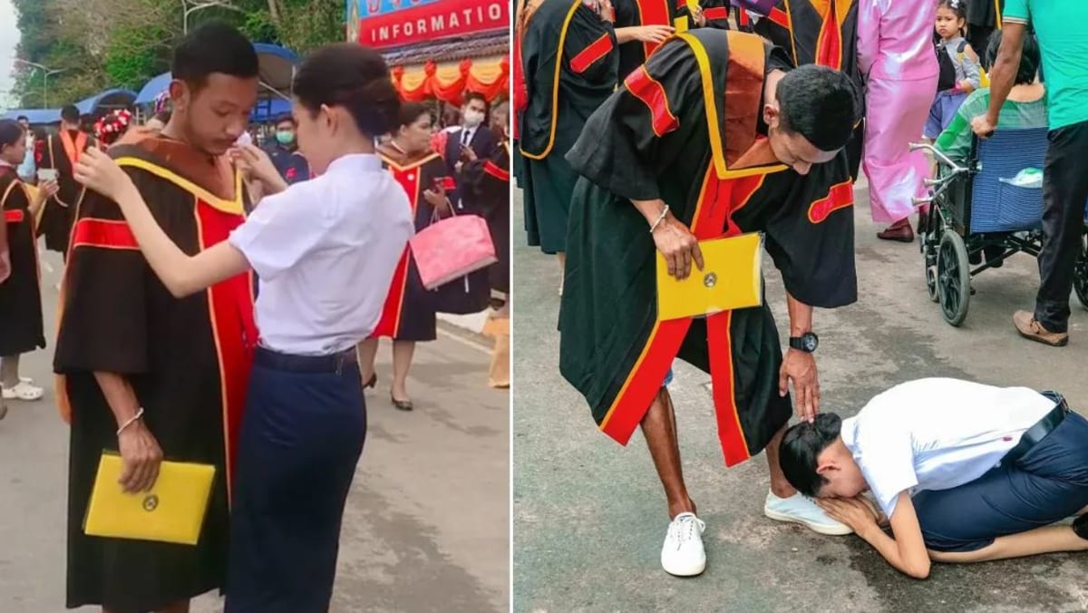 Wanita Thailand ini undang sebak netizen, melutut ucap terima kasih ...