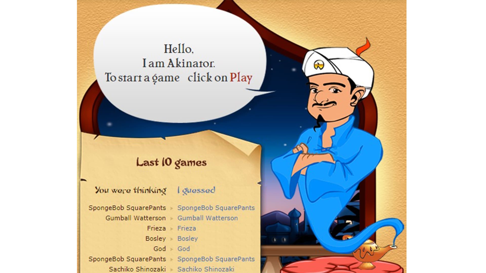 spongebob akinator