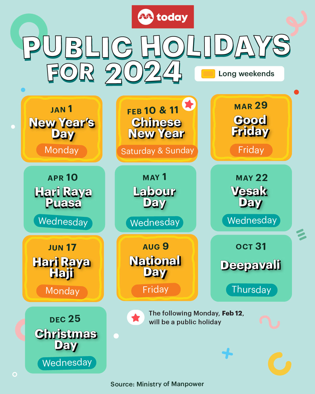 Singapore public holidays in 2024 includes 5 long weekends - TODAY Singapore public holidays in 2024 includes 5 long weekends - TODAY