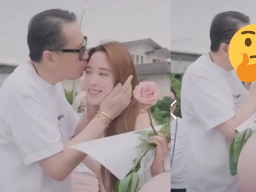 Taiwanese actor Ouyang Long kissing daughter Nini on the lips at her ...