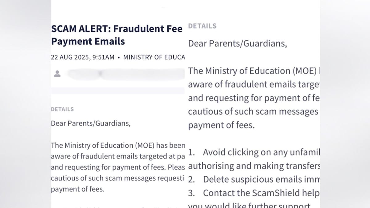 MOE warns of scam targeting students with fake tuition payment emails - CNA