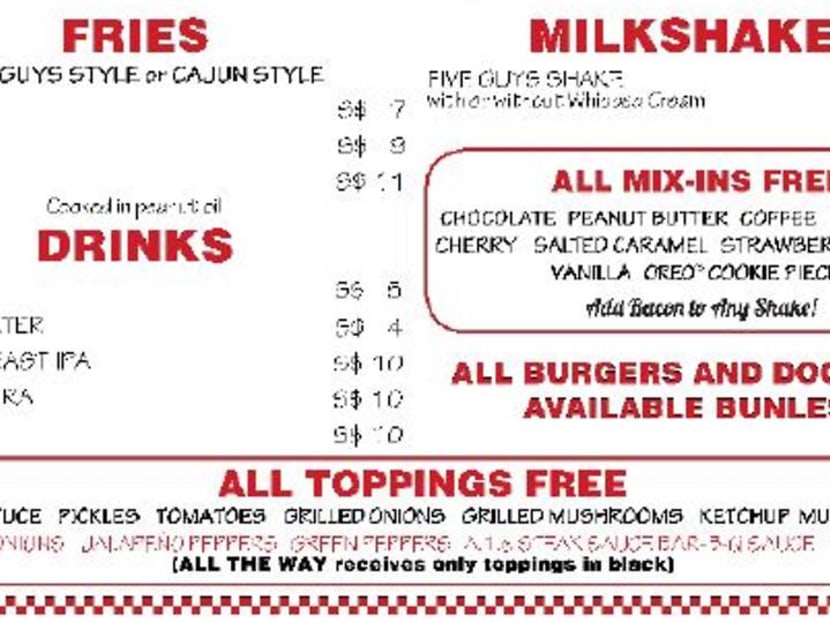 5 guys menu store