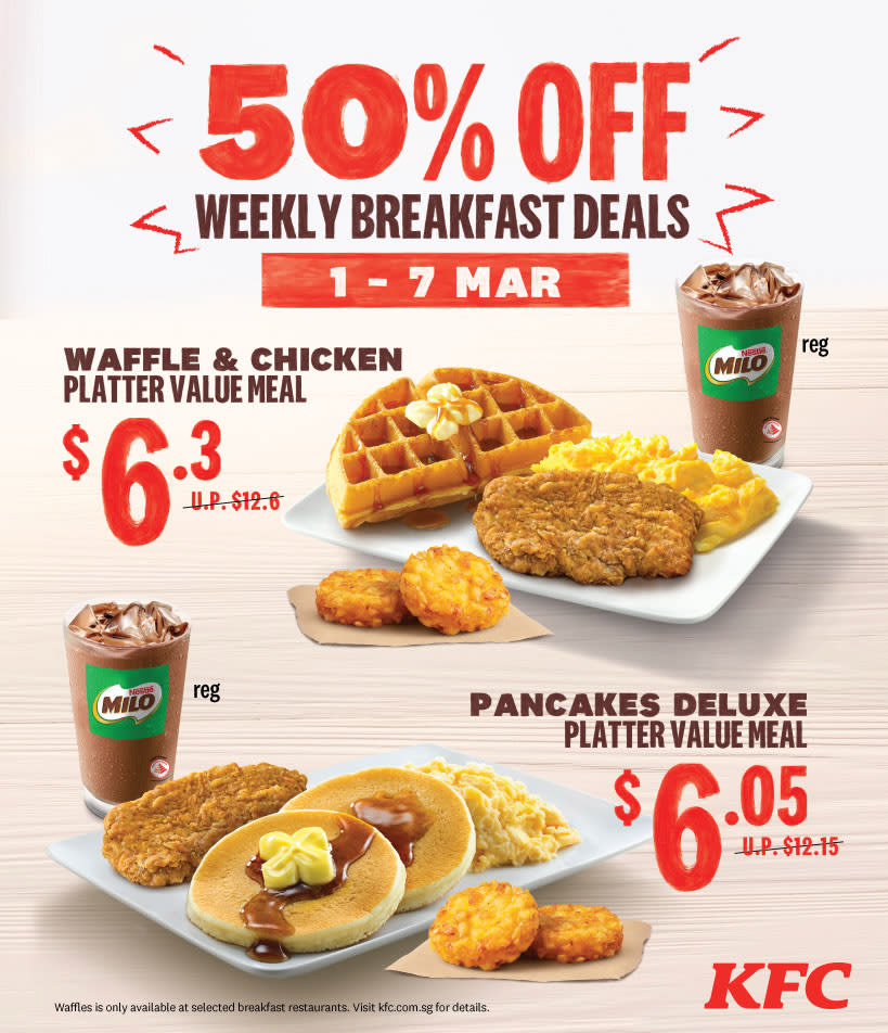 KFC’s Breakfast Items With Iced Milo At Discounted Prices, Including ...