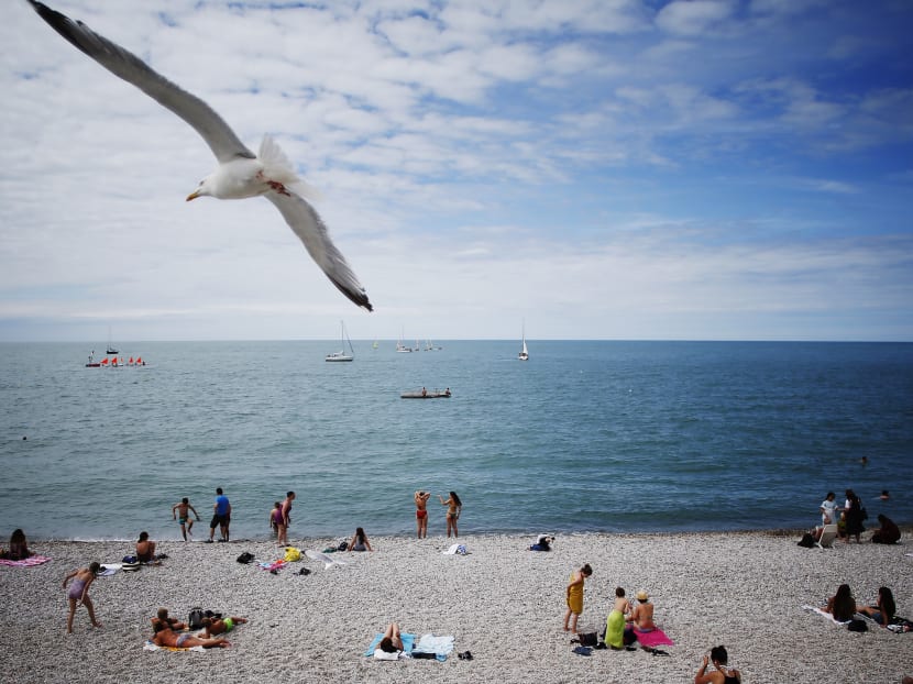 french beach goers
