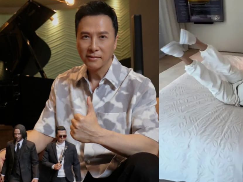 Donnie Yen, 60, shows off impressive flip on to hotel bed when he was ...