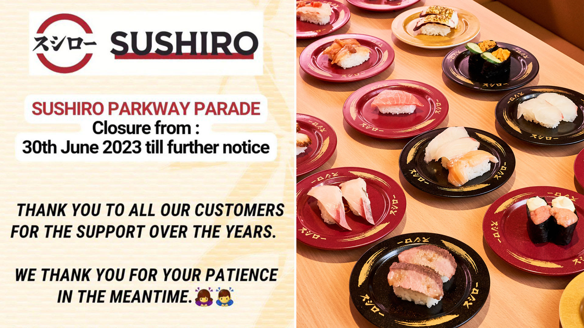 Sushiro Parkway Parade Suddenly Announces Closure ‘Till Further Notice ...