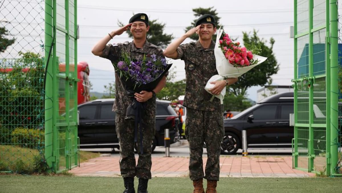 BTS members RM, V discharged from South Korea military, looking forward to reunion - CNA Lifestyle